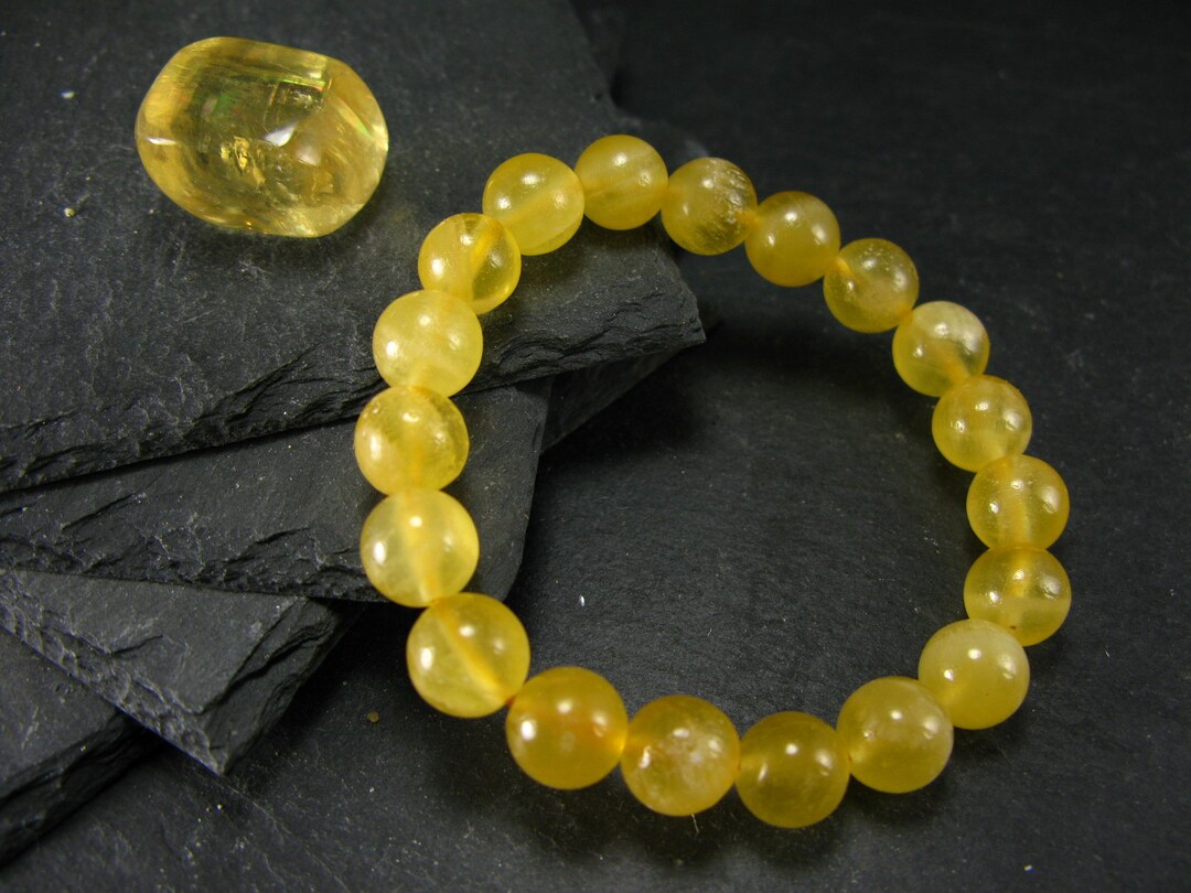 Yellow Calcite Genuine Bracelet ~ 7 Inches ~ 10mm Round Beads - Etsy