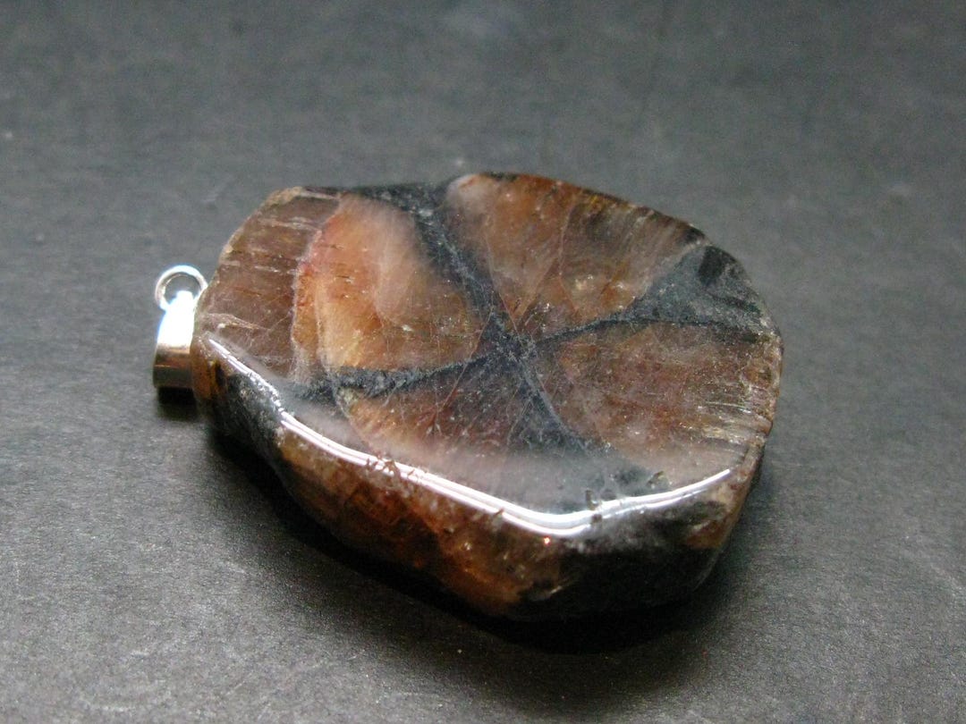 Perfect Cross-shaped Andalusite (variety of Chiastolite) Silver Pendant ...
