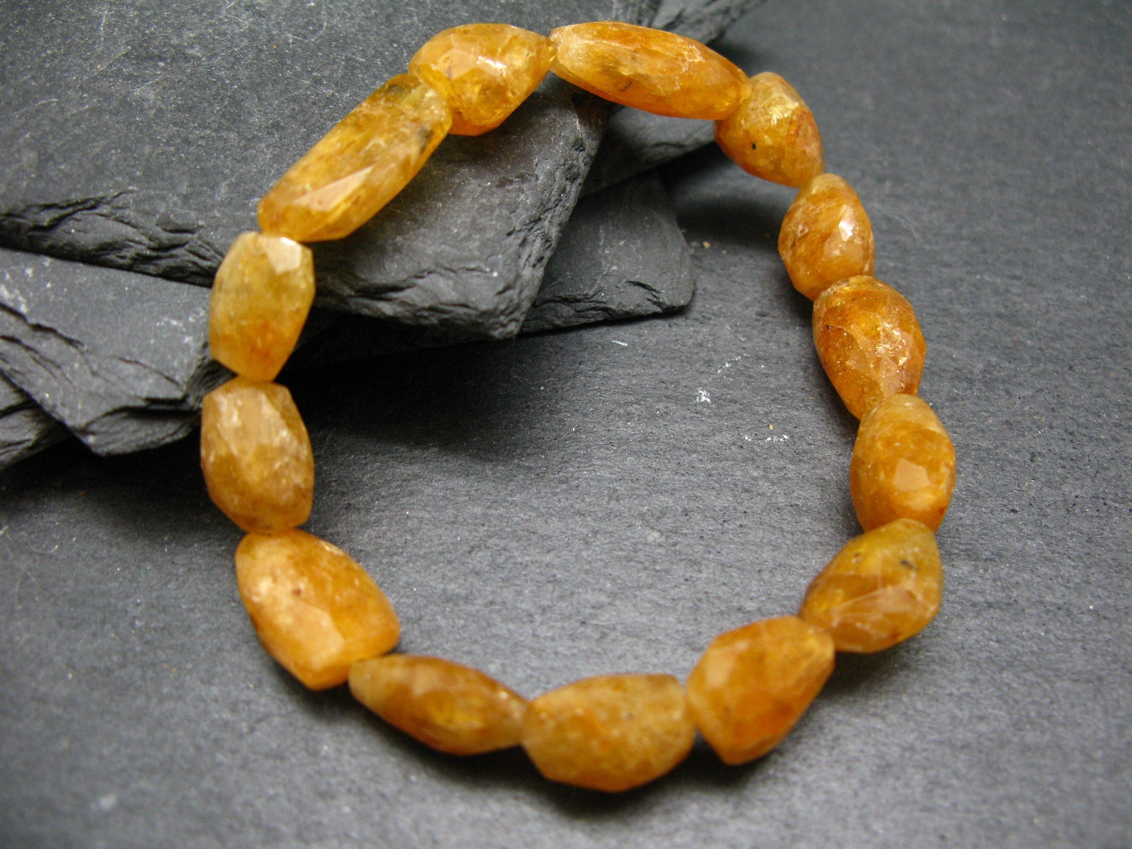 Heliodor Golden Beryl Genuine Bracelet ~ 7 Inches ~ 14mm Facetted Beads ...