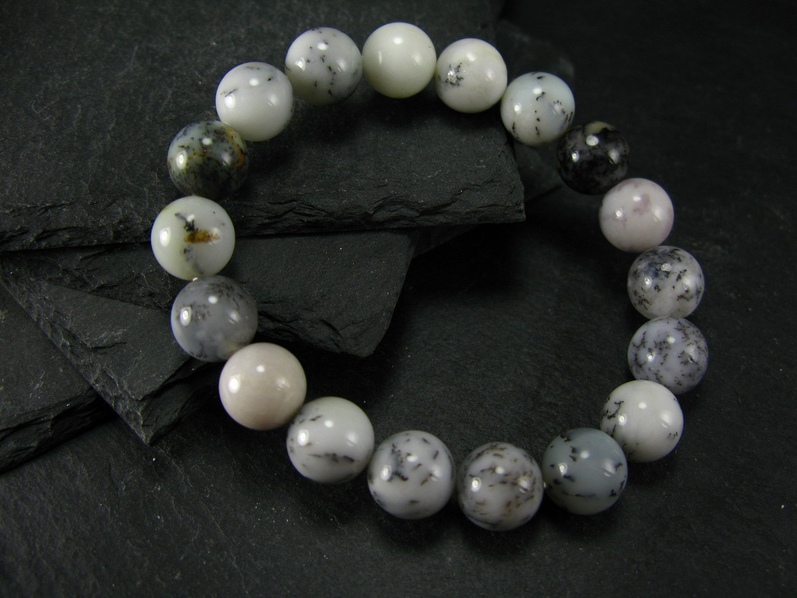 Merlinite Moss Agate Genuine Bracelet ~ 7 Inches ~ 10mm Round Beads - Etsy