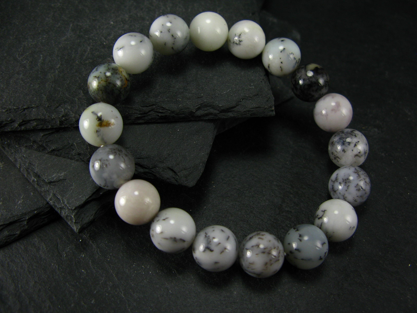 Merlinite Moss Agate Genuine Bracelet ~ 7 Inches ~ 10mm Round Beads - Etsy