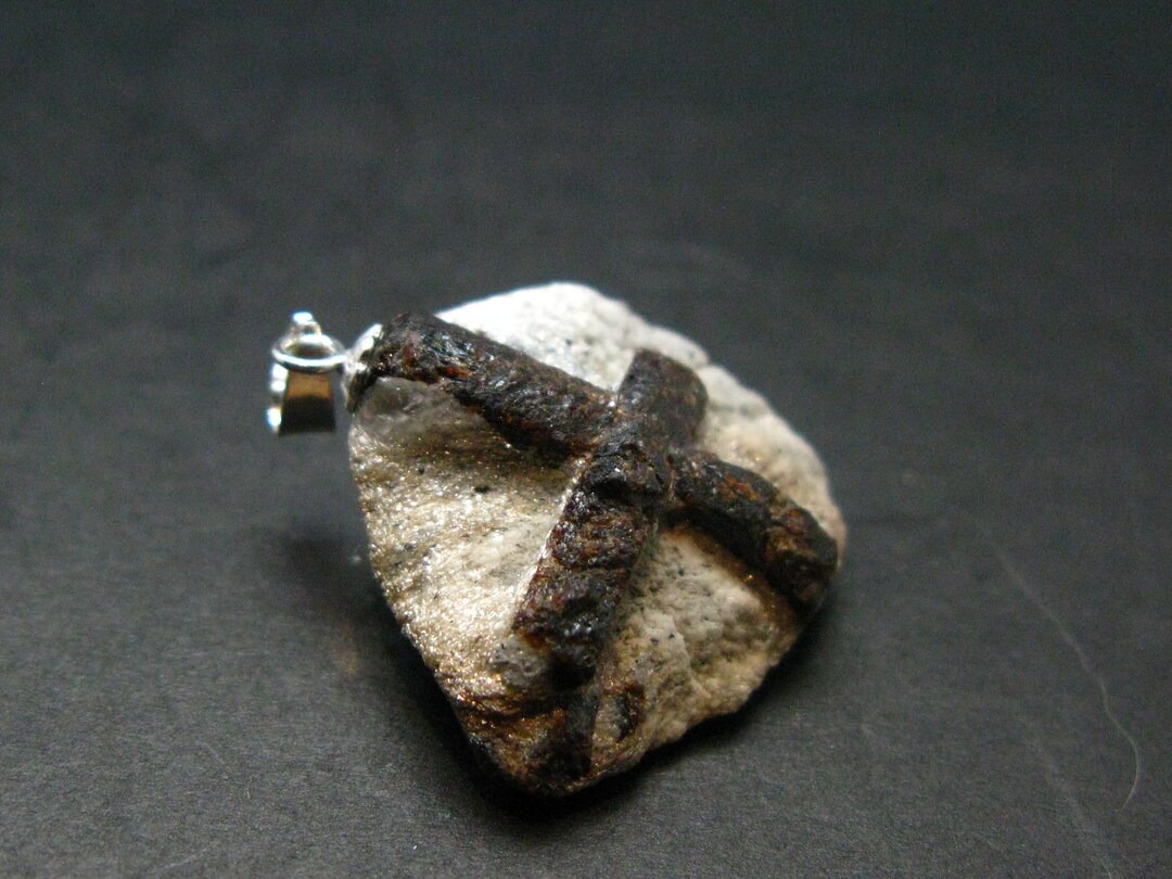 Fairy Cross!! Natural Staurolite Sharp Brown Twin Crystals Silver ...