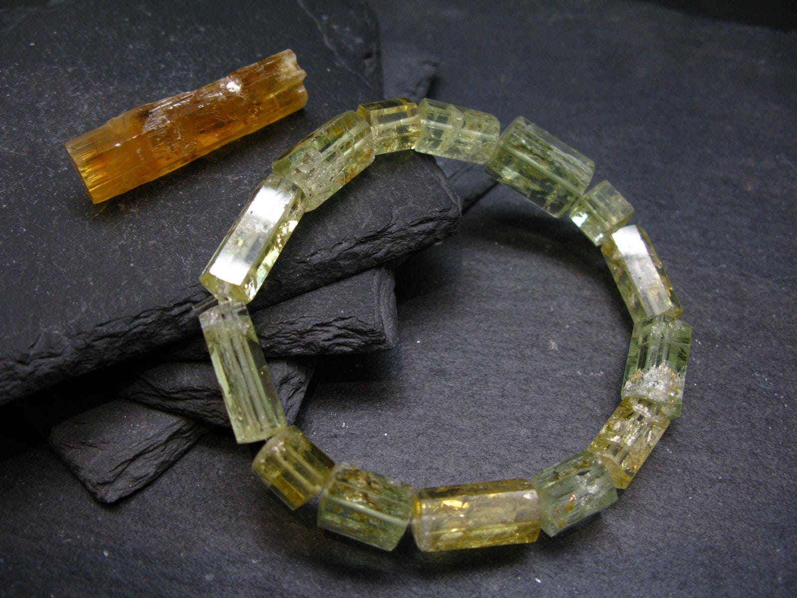 Heliodor Golden Beryl Genuine Bracelet ~ 7 Inches ~ 12mm Facetted Beads ...