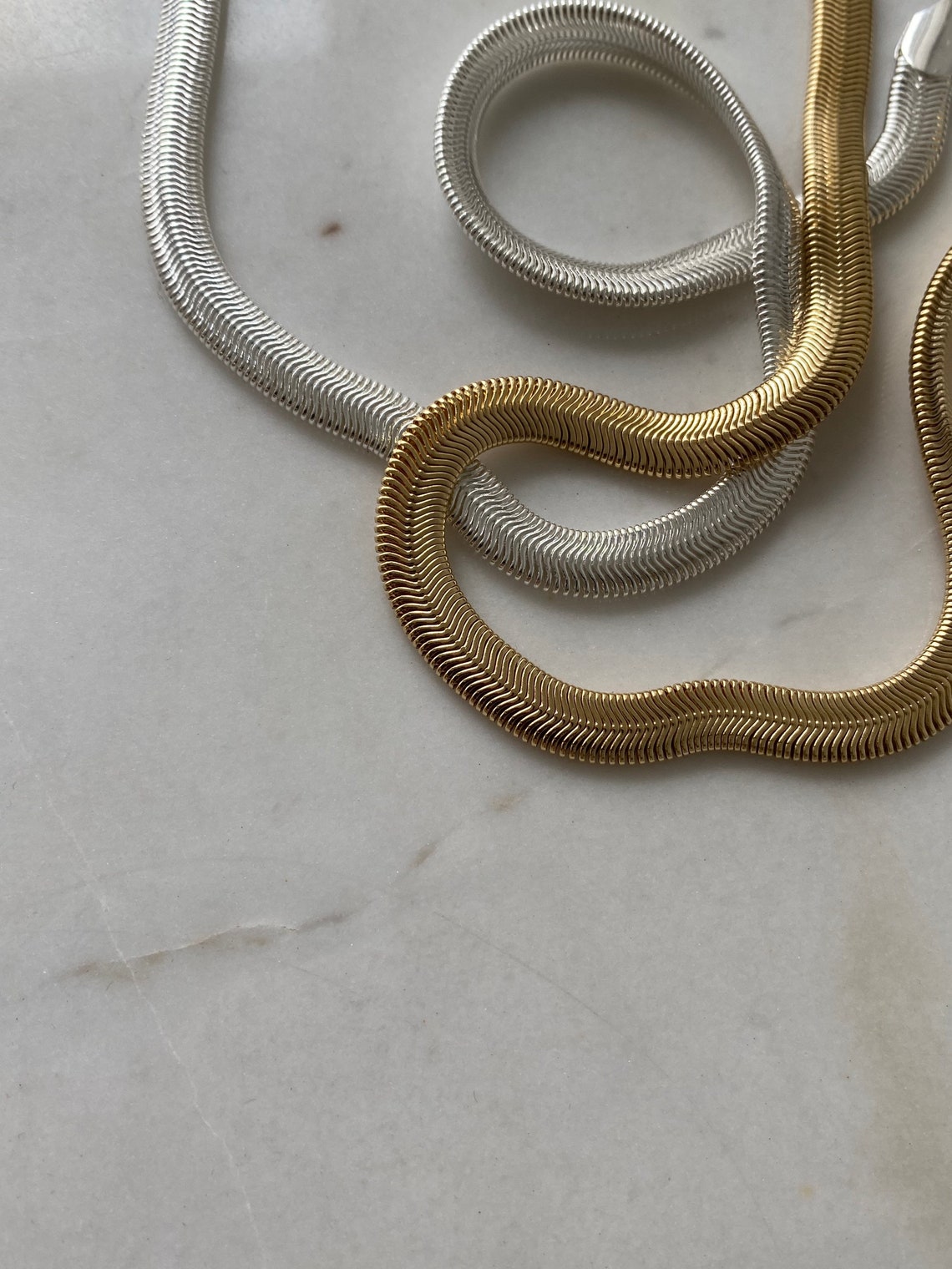 Silver Plated Snake Necklace Snake Chain Chain Necklace | Etsy