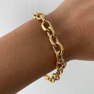 Gold Statement Link Chain Bracelet, Big Chain Bracelet, Chunky Bracelet ...