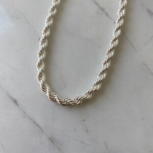 Silver Chunky Rope Chain Necklace, Statement Necklace, Silver Twisted ...