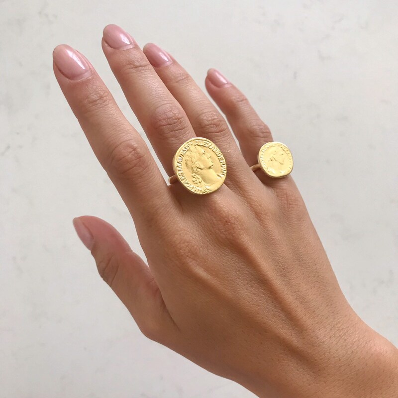 Gold Pinky Coin Ring - Etsy
