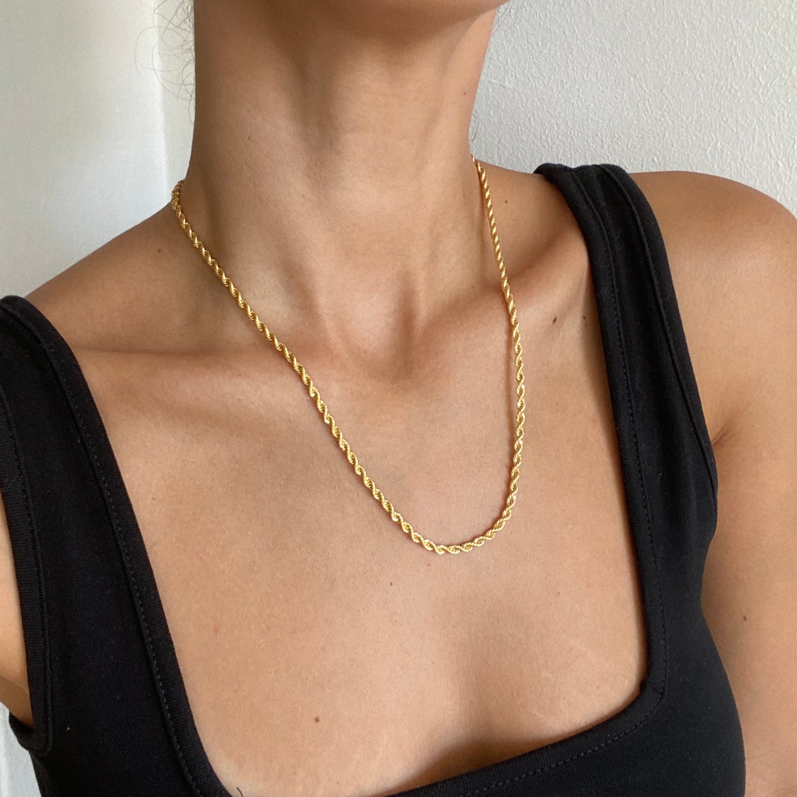 Gold Thin Rope Chain Necklace for Women Layered Skinny Rope - Etsy