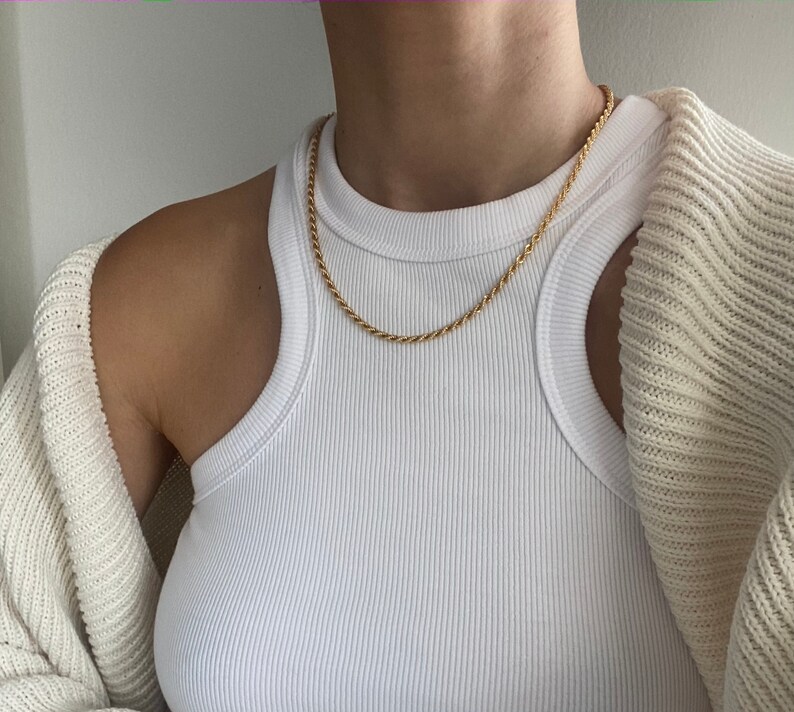 Gold Thin Rope Chain Necklace for Women Layered Skinny Rope - Etsy