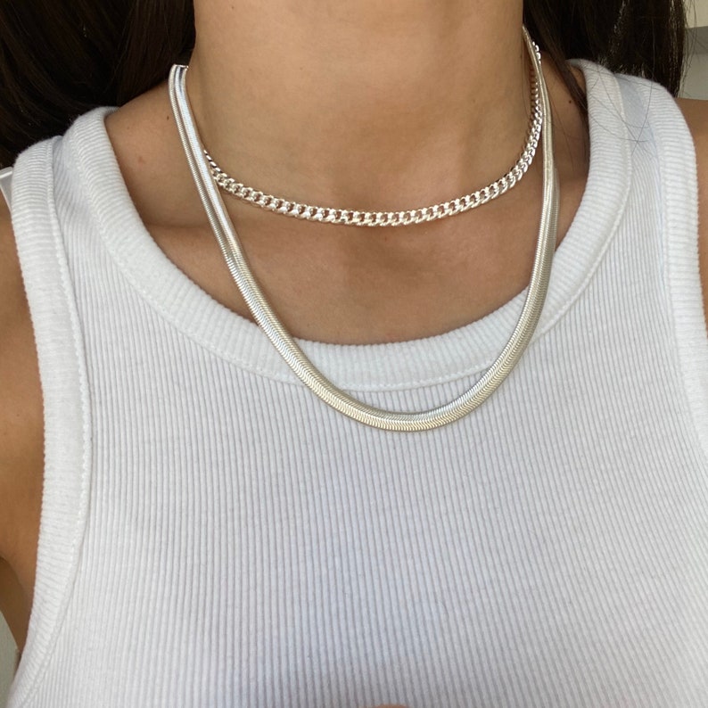 Silver Plated Snake Necklace Snake Chain Chain Necklace | Etsy