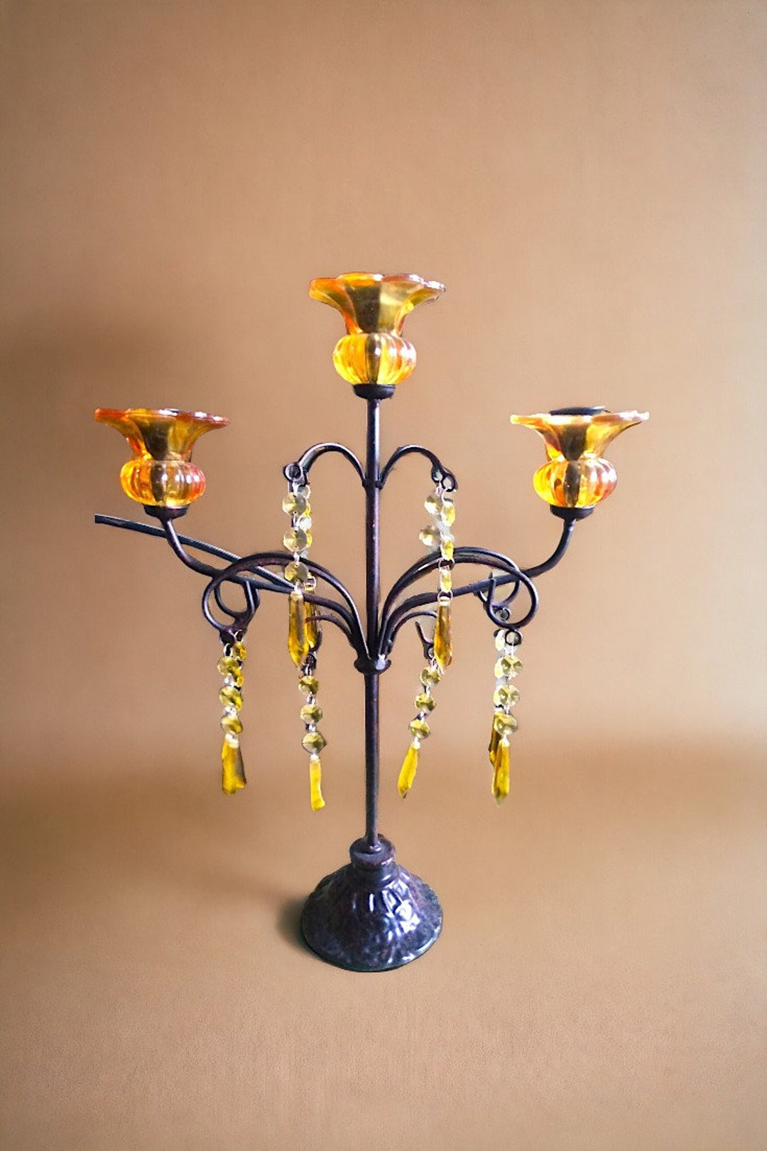 Vintage Crystal Table Top Chandelier Crystal Candle Holder With Faceted ...