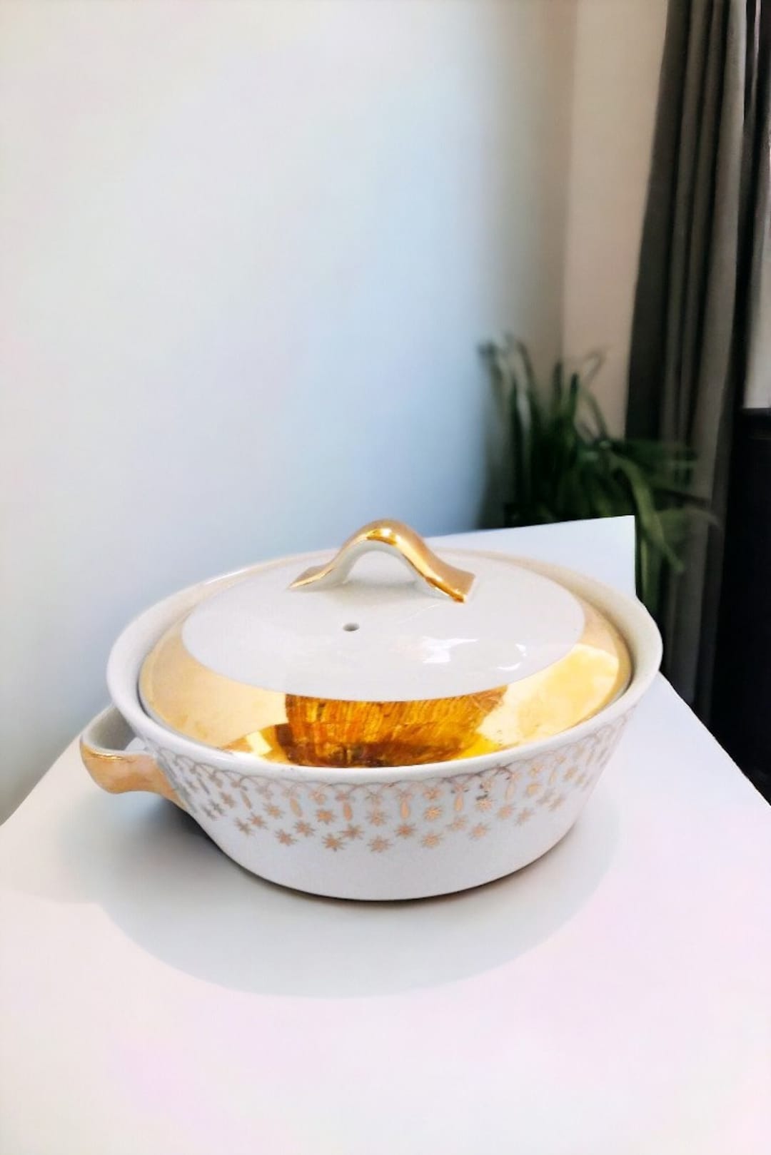 VINTAGE Hall Casserole Dish With Gold Lace Accents a Timeless Addition ...