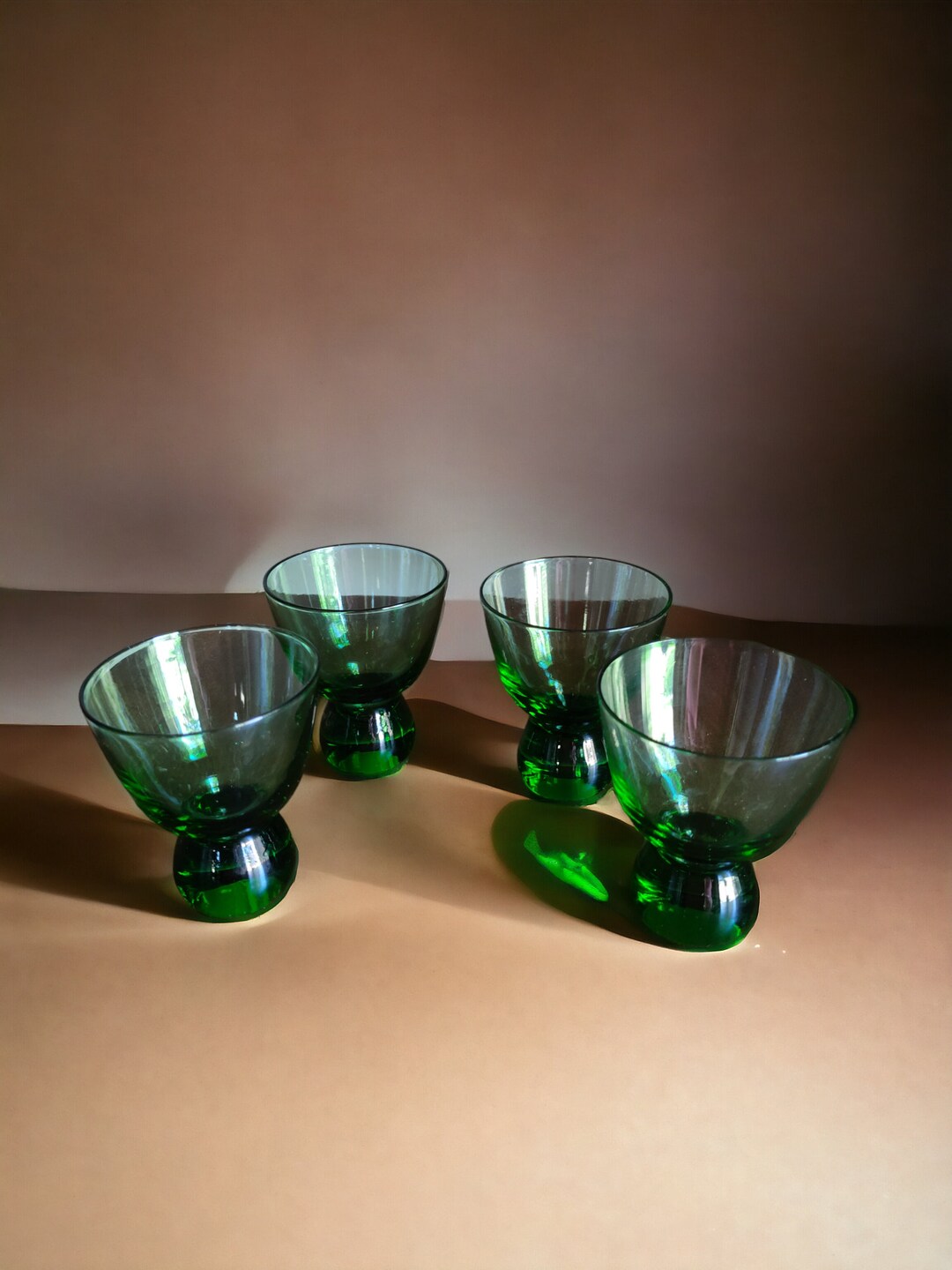Iconic MCM Green Glassware Collection Featuring Heavy Bottomed Cordial ...