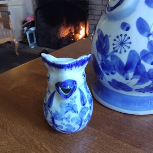 Artisan Blue and White Ceramic Rooster Pitchers Traditional Handmade ...
