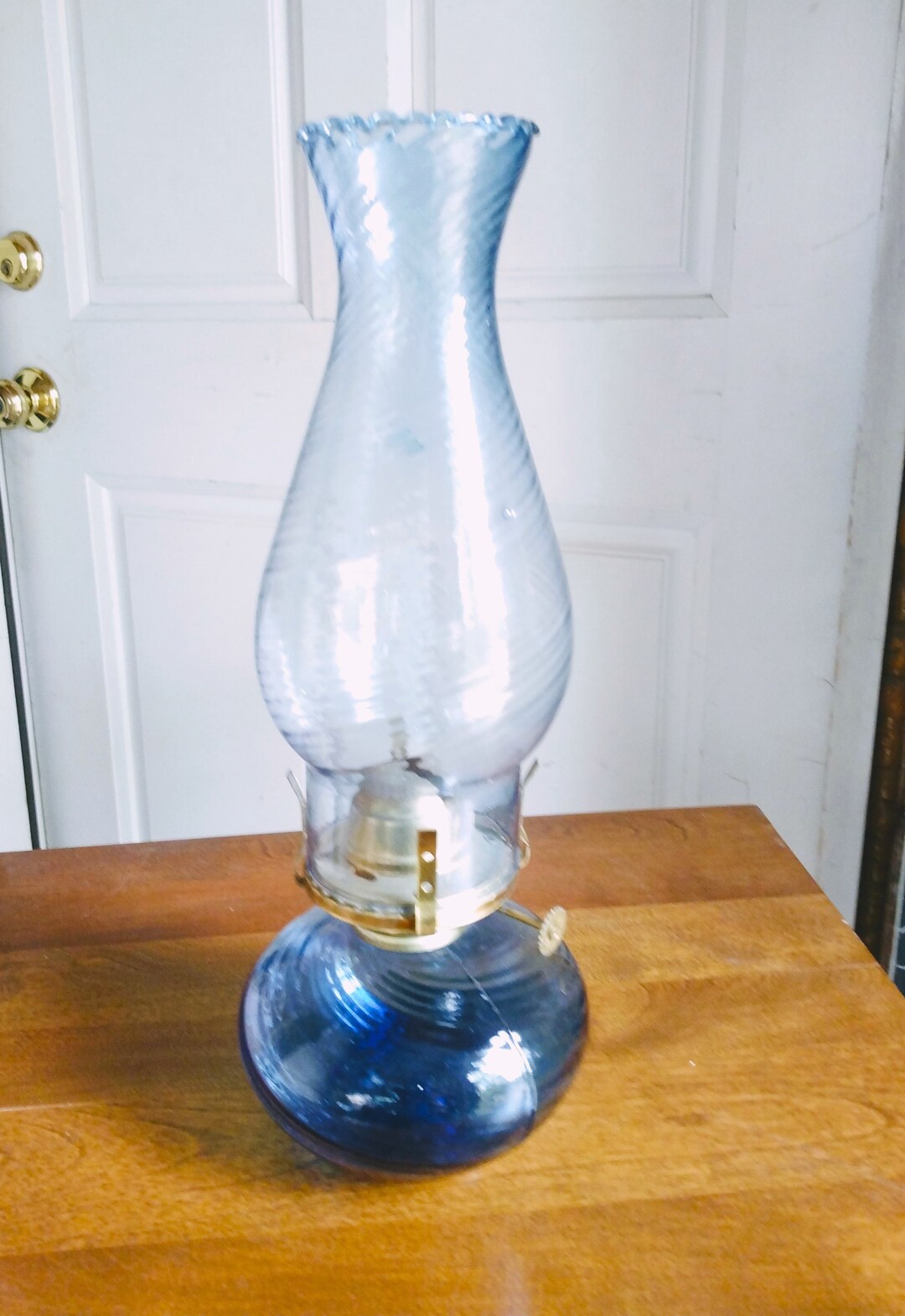 VINTAGE Blue Oil Lamp Victorian Decor Home Decor - Etsy