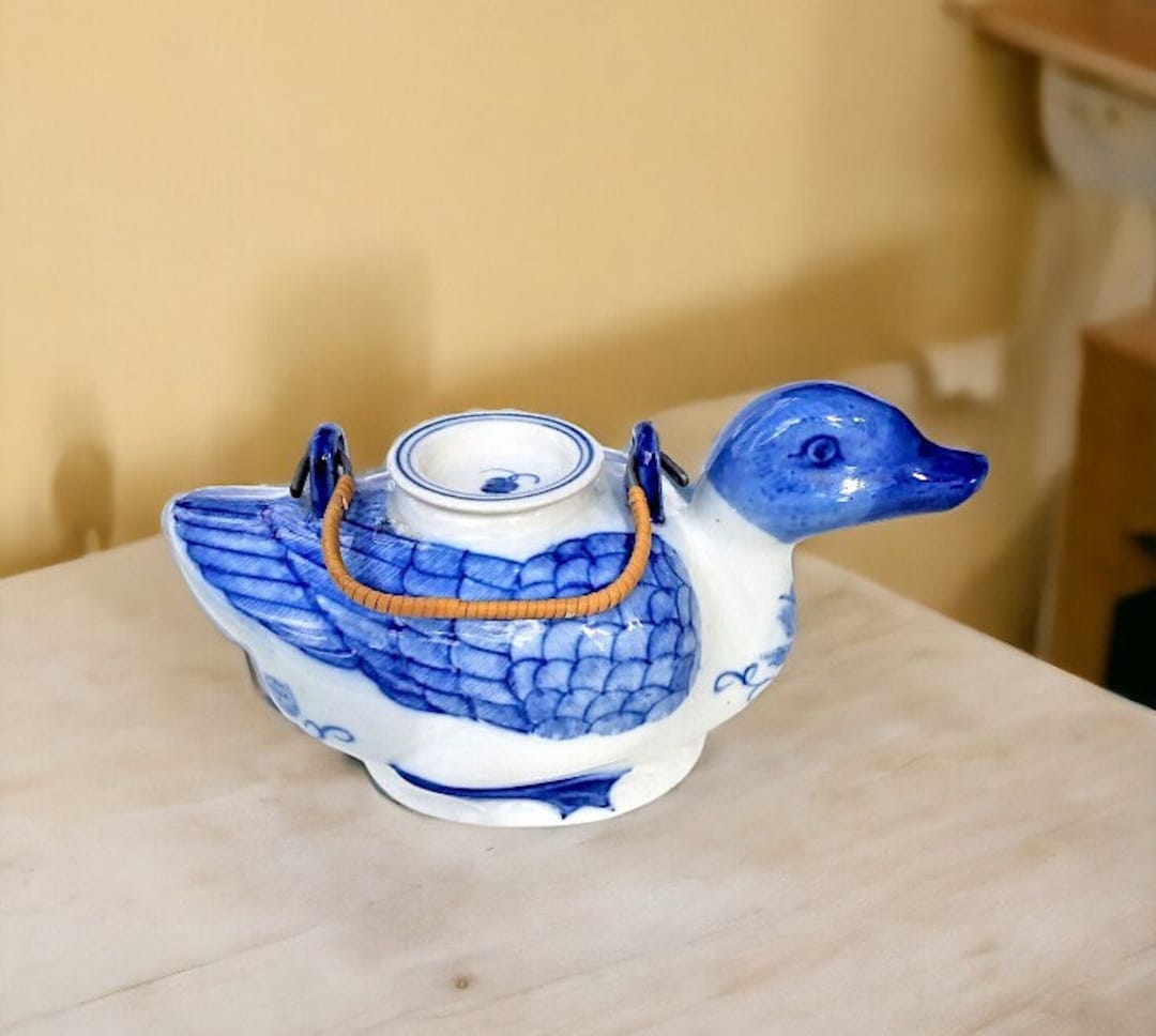 VINTAGE Inspired Blue and White Duck-shaped Teapot Perfect for French ...