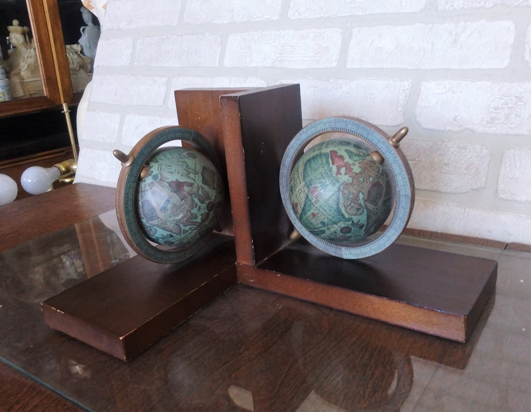 VINTAGE Mini Desktop Globe Bookends Home Decor - Etsy