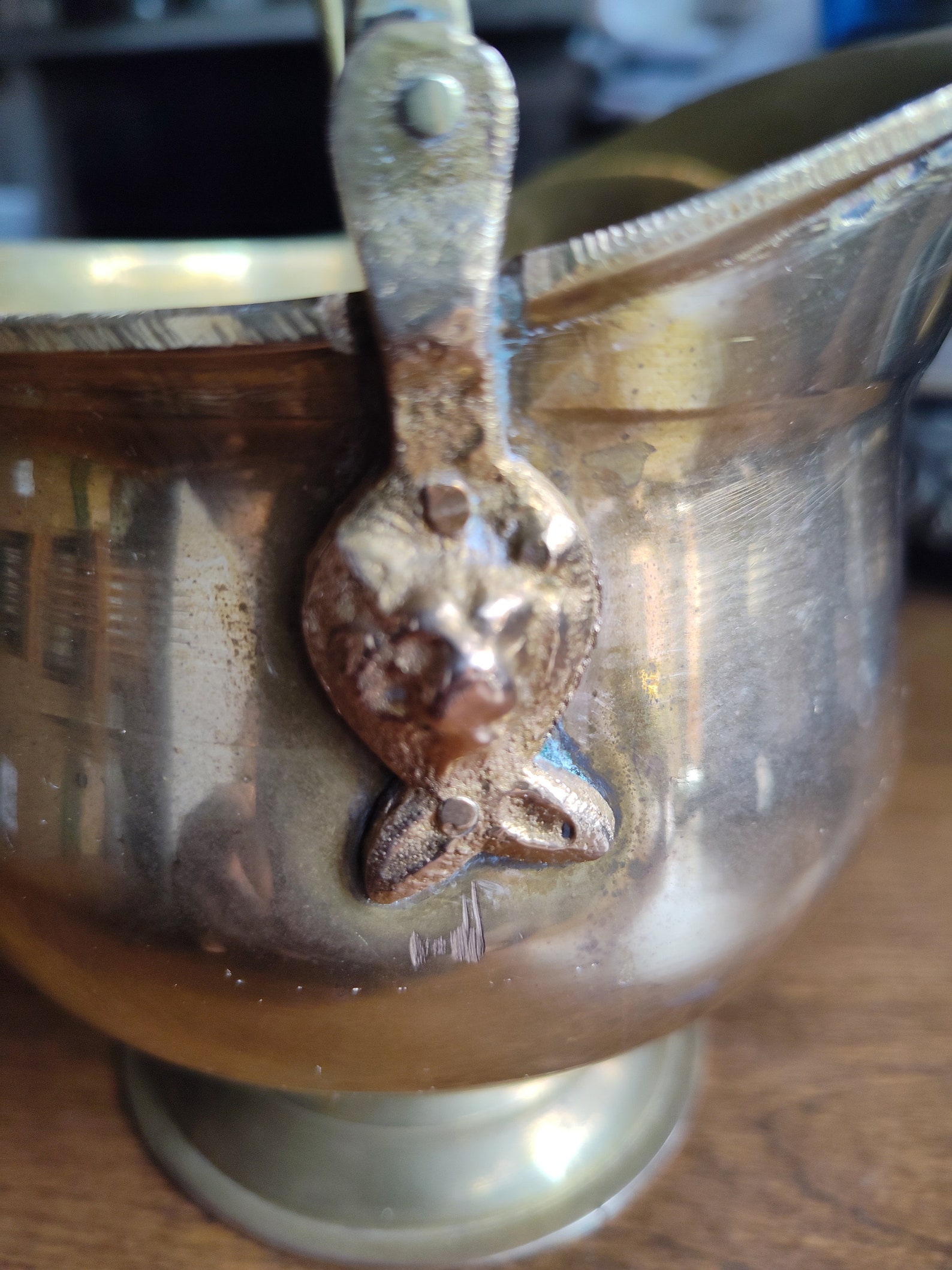 ANTIQUE Inspired Delft Brass Coal Scuttle Sculptural Brass Coal ...
