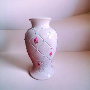 VINTAGE Inspired Pink Ceramic Vase for Floral Arrangements Pink Ceramic ...
