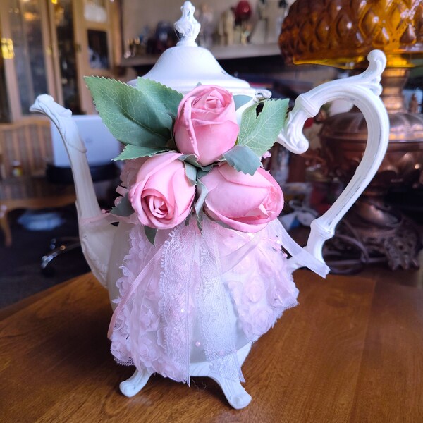 Pink Rose Teapot - Etsy