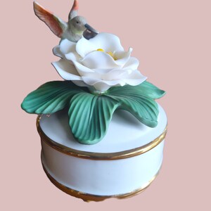 VINTAGE Ceramic Music Box Teleflora With Hummingbird and Magnolia ...