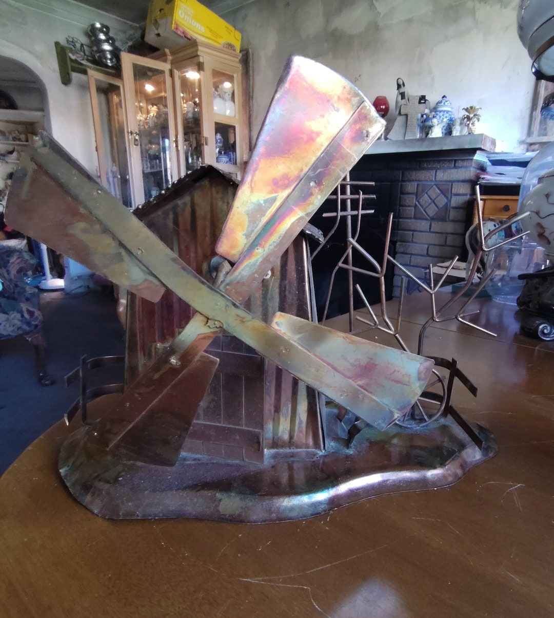 VINTAGE Copper Windmill Sculpture Collectible Copper Windmill Music ...