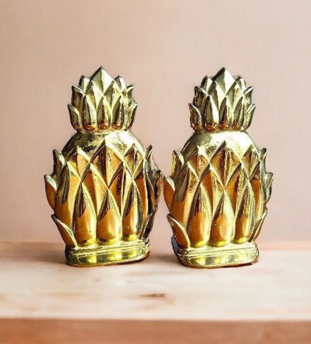 VINTAGE Inspired Solid Brass Bookends Luxurious Solid Brass Pineapple ...