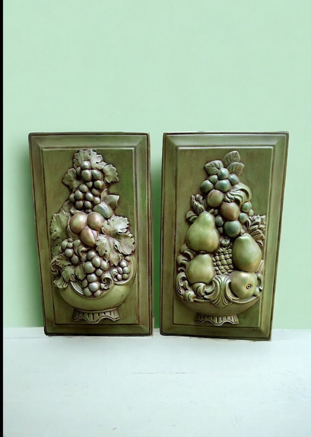 Vintage Chalkware Wall Plaques Kitsch Retro Wall Decor Mid Century ...