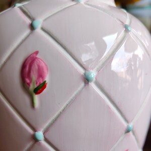 VINTAGE Inspired Pink Ceramic Vase for Floral Arrangements Pink Ceramic ...
