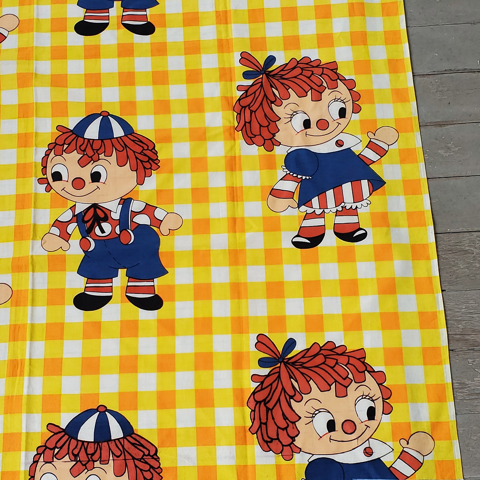 Raggedy Ann & Andy Fabric 51"x46" 1.41 Yards Craft Sewing Vintage ...