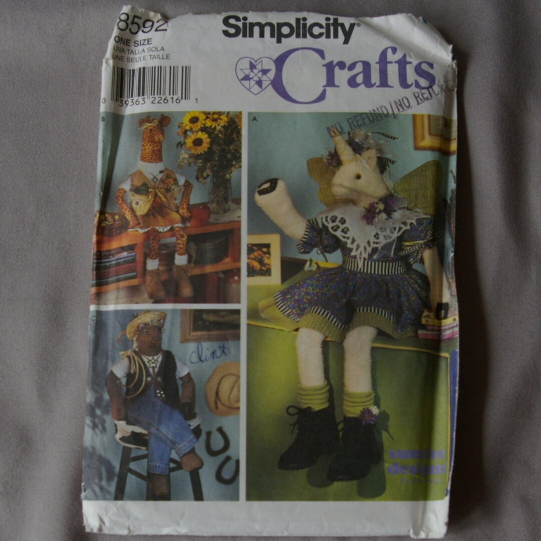 Simplicity Crafts 8592 Uncut Unicorn Pegasus Horse Giraffe Plush ...