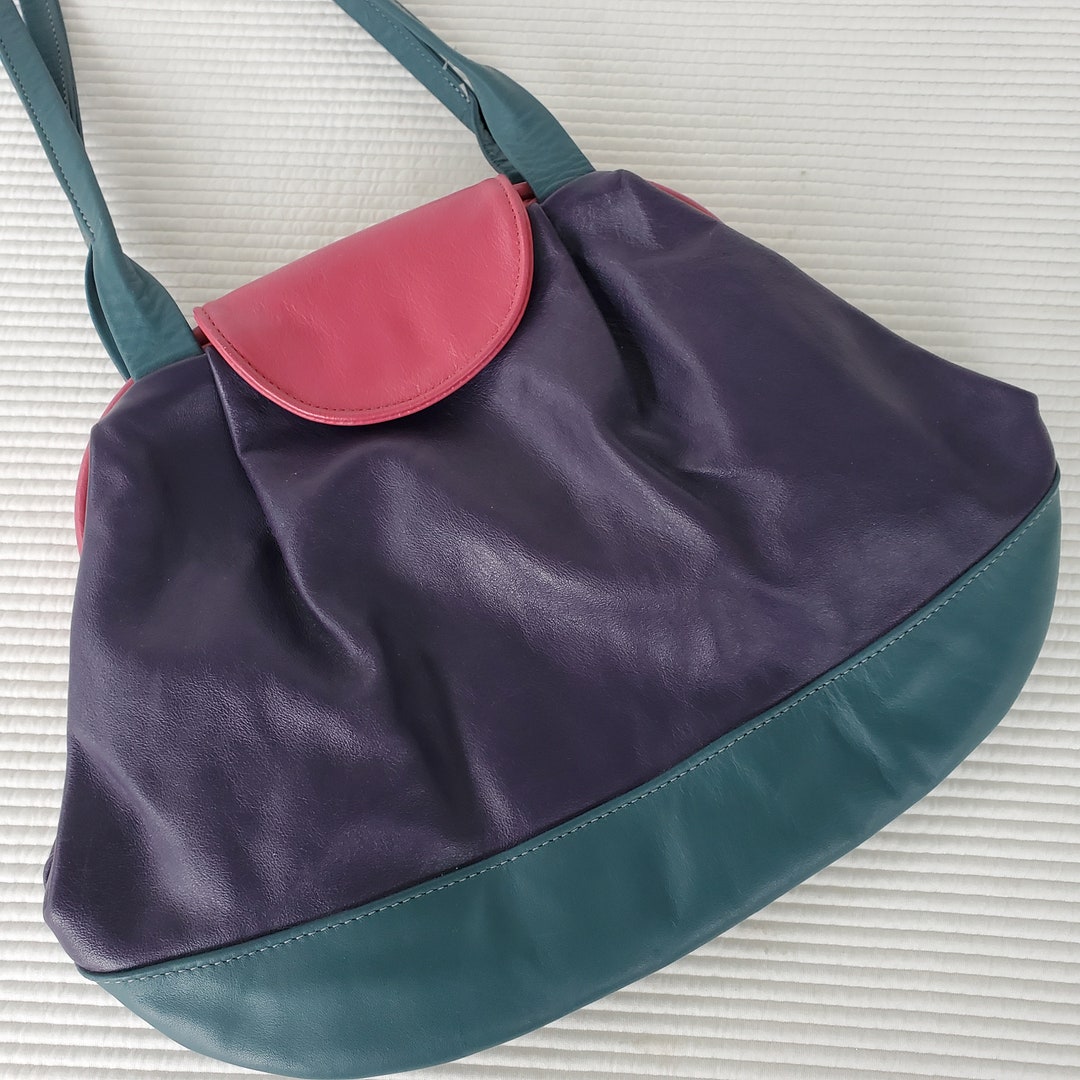 Colorblock Purse Purple Pink Aqua Blue Vintage 80s 90s Shoulder Bag ...