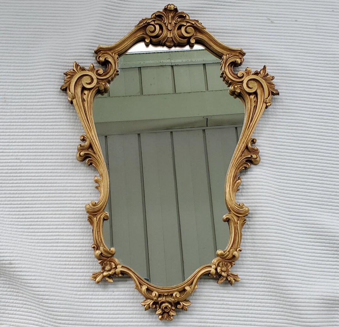Syroco Vintage Mirror 21x14.5 Gold Color Heavy Plastic Resin Frame ...