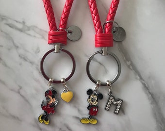 Mickey Leather Key Chain - Etsy