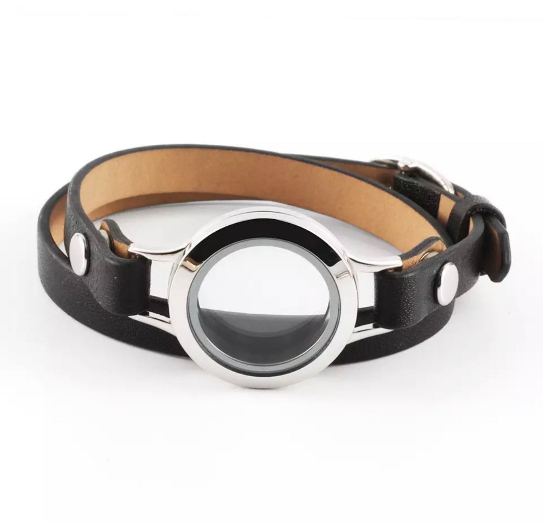 Double Strap Stainless 25mm Steel Glass Living Memory Floating Charm ...