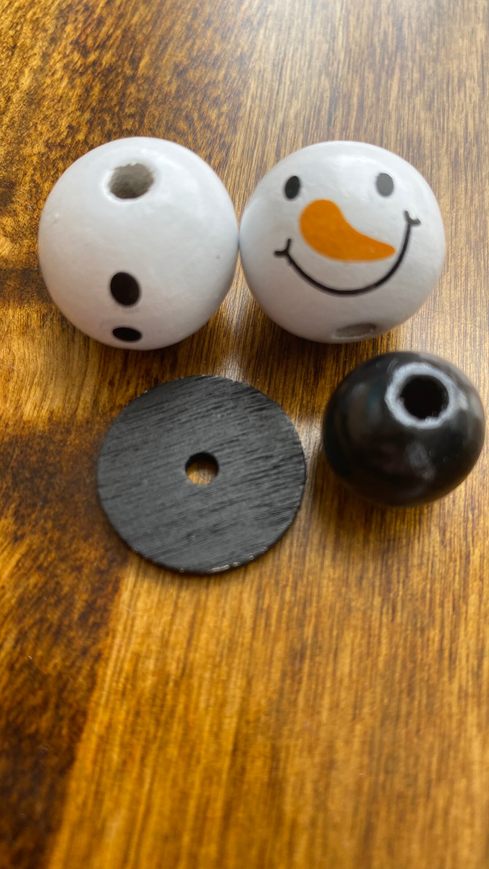Set of 4 Snowman Wooden Beads 20mm | Etsy