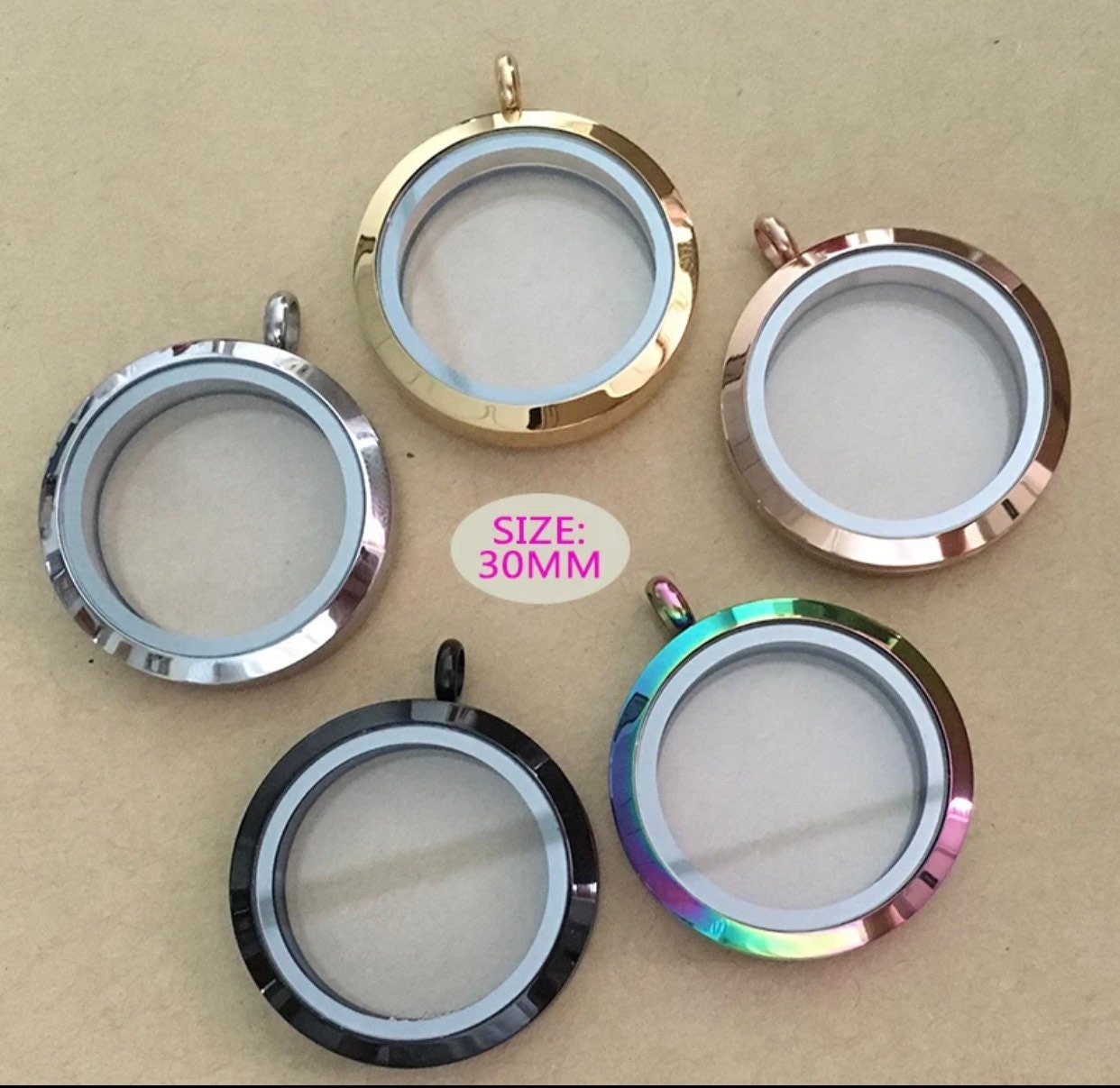 Stainless Steel Floating Charm Memory Glass Memory Living | Etsy