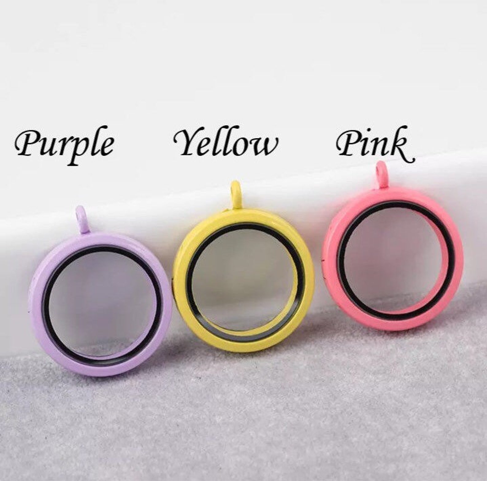 Enamel Stainless Steel Floating Living Glass Lockets, 30 Mm Round ...