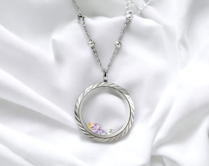 Clear Glass Locket Pendant Necklace Silver Round Sterling Silver Glass ...
