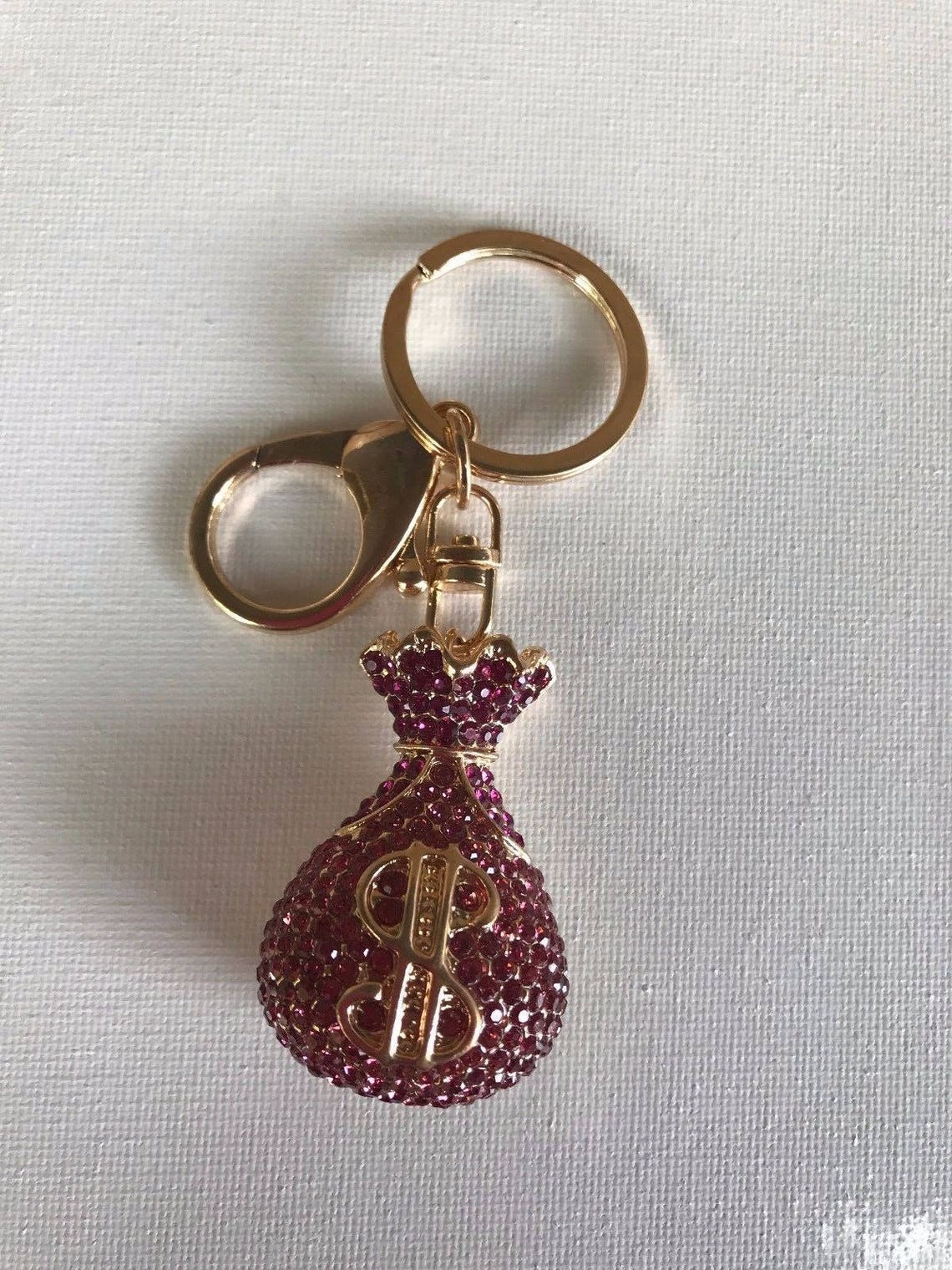 Gold and Crystal Key Chains/dog Money Bag Purse Perfume | Etsy