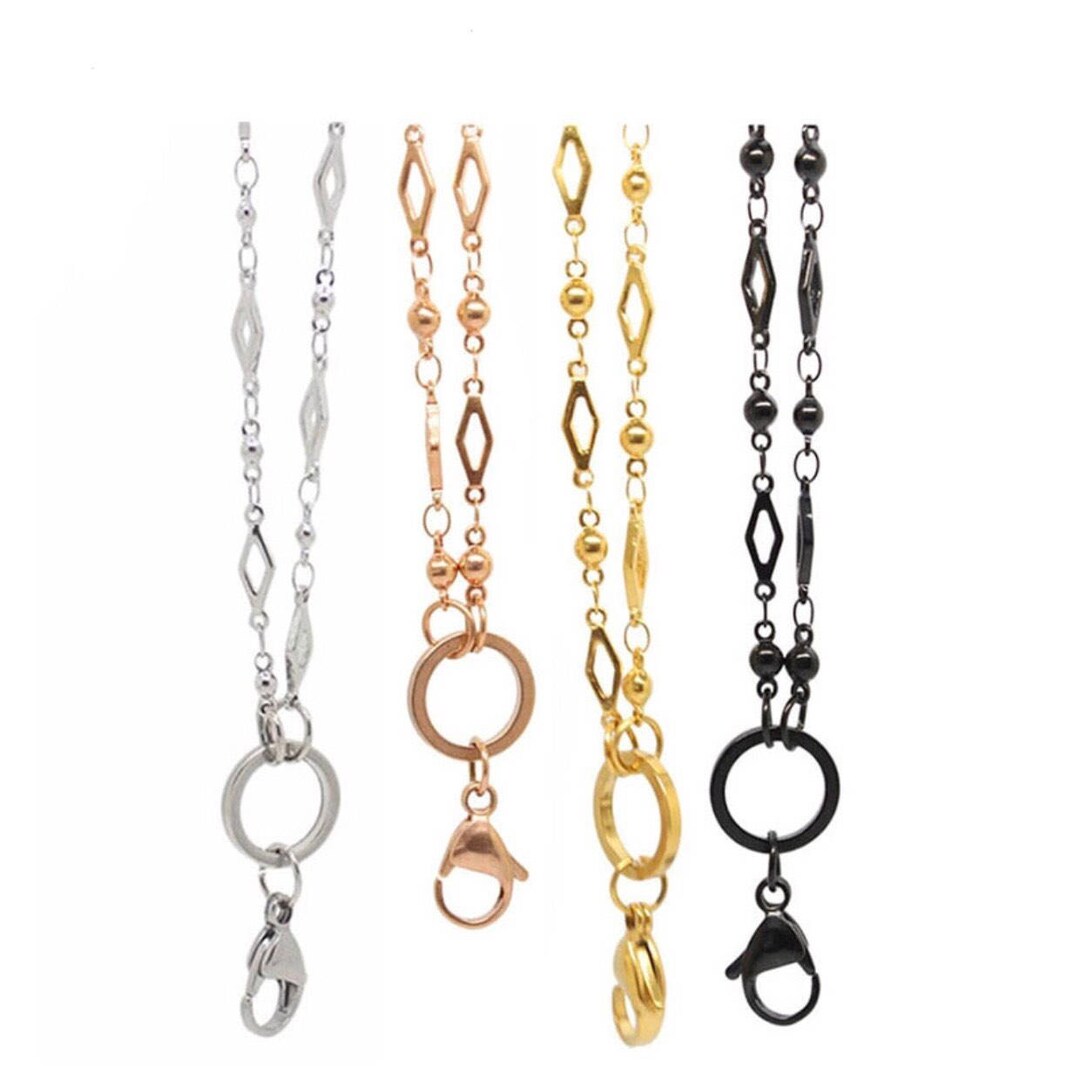 Stainless Steel Silver 32" Rhombus Chain Necklace for Memory Lockets - Etsy