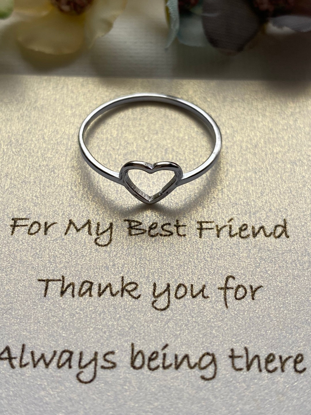 Best Friend Love Heart Ring With Inspirational Poem - Etsy