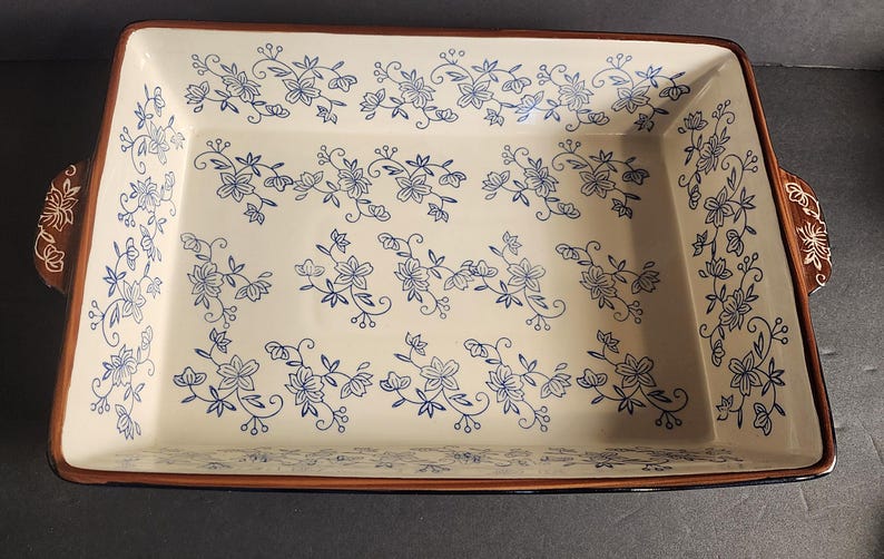 Temp-tations Stoneware Bakeware: Floral Lace Rectangular Dish - Etsy