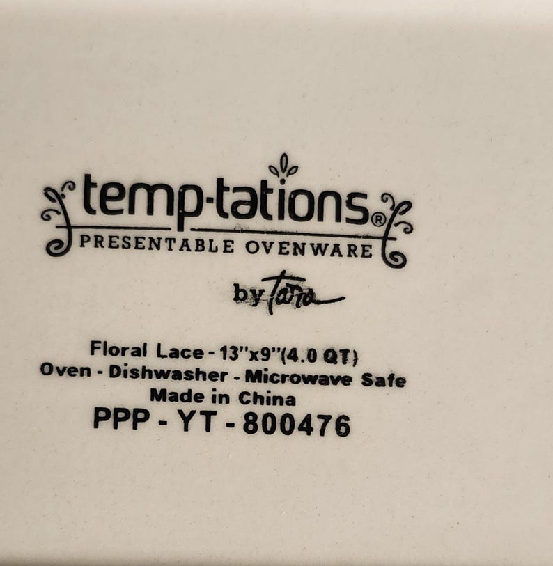 Temp-tations Stoneware Bakeware: Floral Lace Rectangular Dish - Etsy