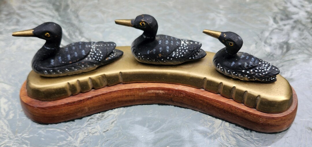 Brass Loon Family Wood Mounted Paperweight Made in India MCM - Etsy