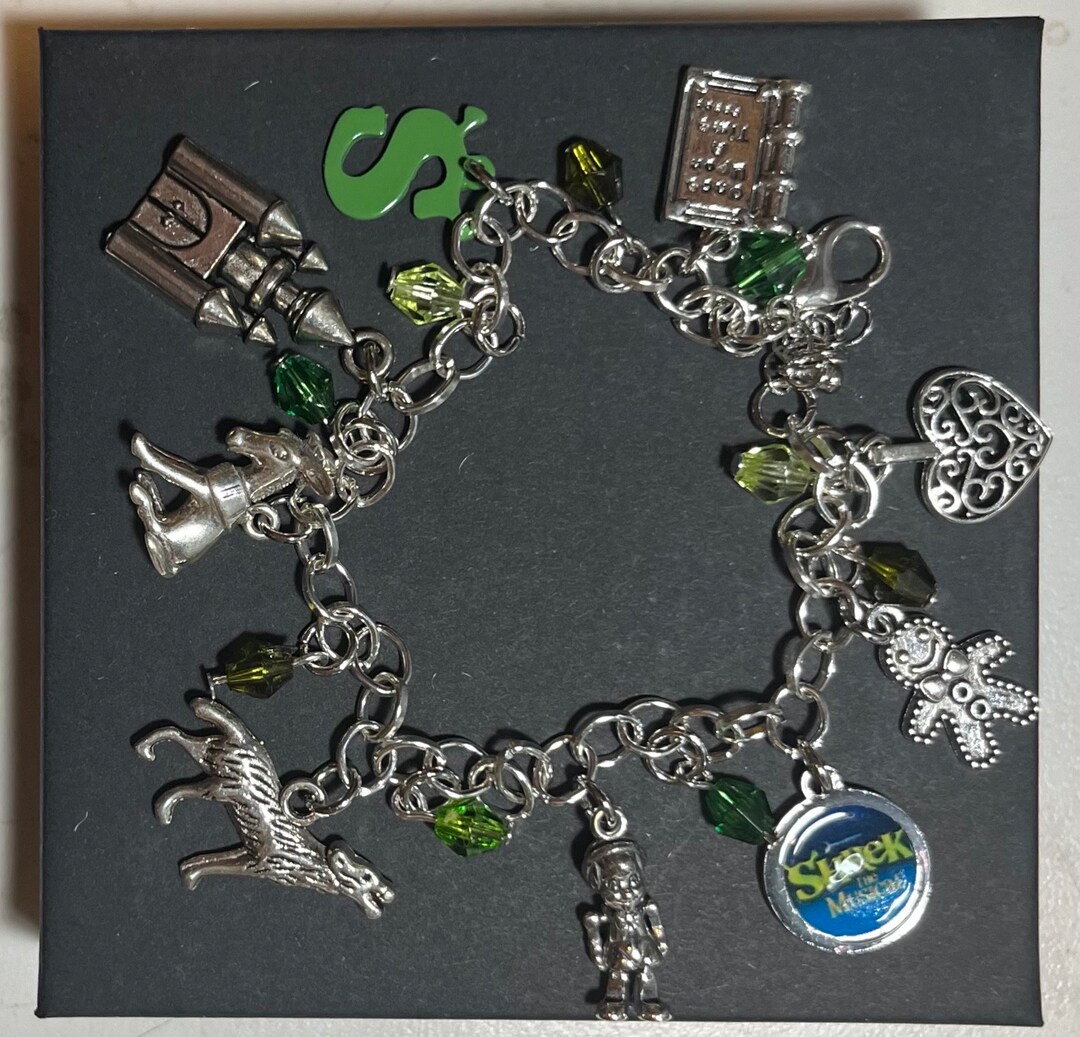 SHREK Inspired Charm Bracelet - Charms and Colorful Beads. Musical ...