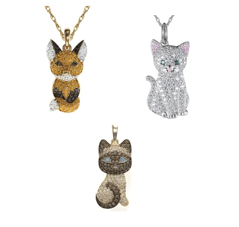 Rhinestone Dog Cat Fox Necklace. Costume Jewelry 27 Different Styles ...