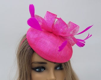 Hot Pink Fascinator Hat Wedding Hat, Kentucky Derby Hat, Race Hat, Tea ...