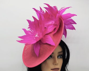 Hot Pink Fascinator Hat Wedding Hat, Kentucky Derby Hat, Race Hat, Tea ...