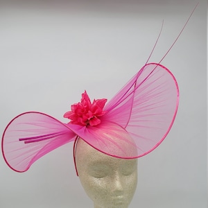 Large Hot Pink Kentucky Derby Fascinator - Fuchsia Wedding Hat, Large ...